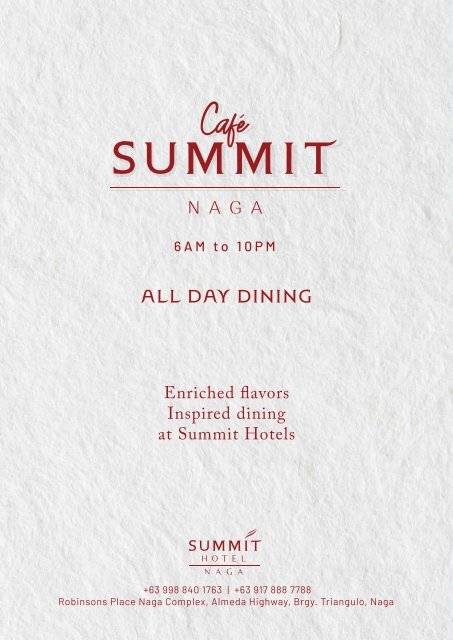 Cafe Summit Naga All-Day Dining Menu