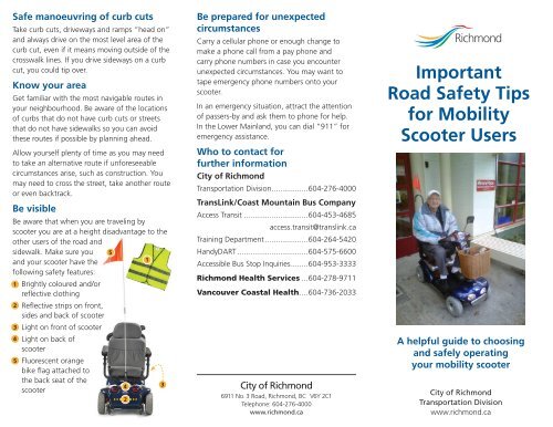 Important Road Safety Tips for Mobility Scooter ... - City of Richmond