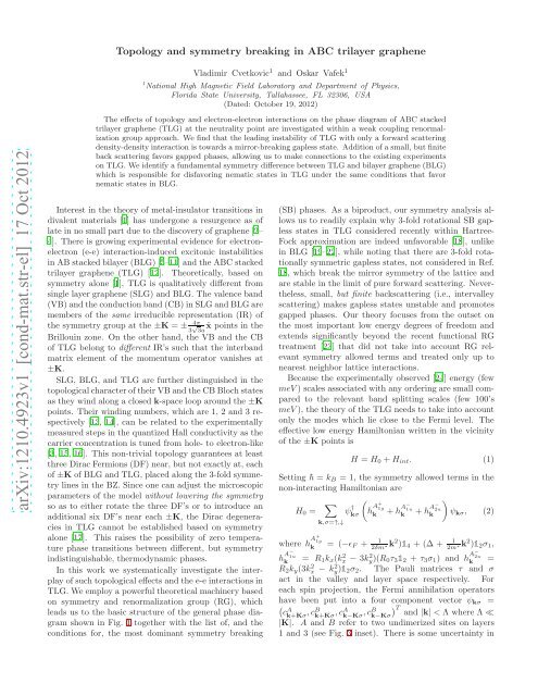 Topology and symmetry breaking in ABC trilayer graphene