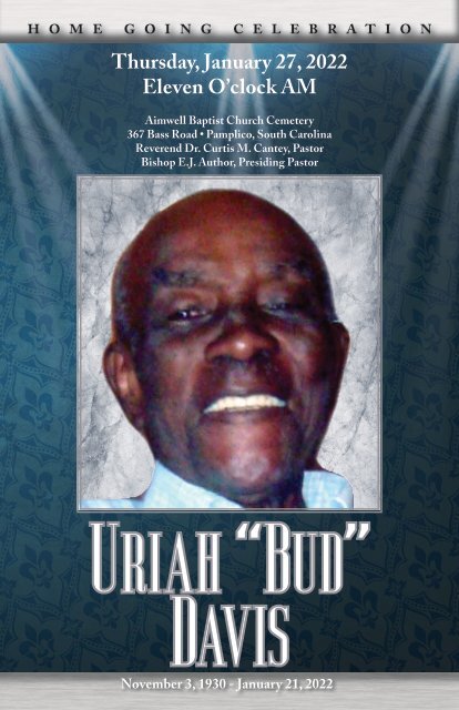 Uriah Davis Memorial Program