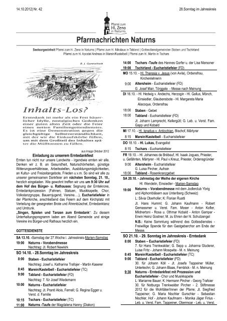 Kalenderwoche 42 – 14.10.2012 - Pfarrei Naturns