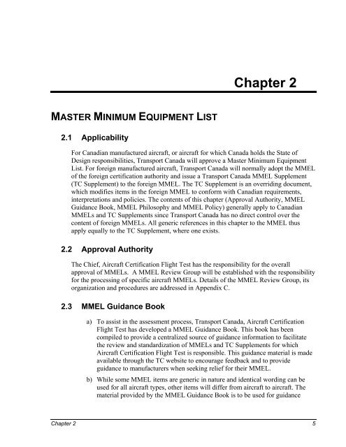 MASTER MINIMUM EQUIPMENT