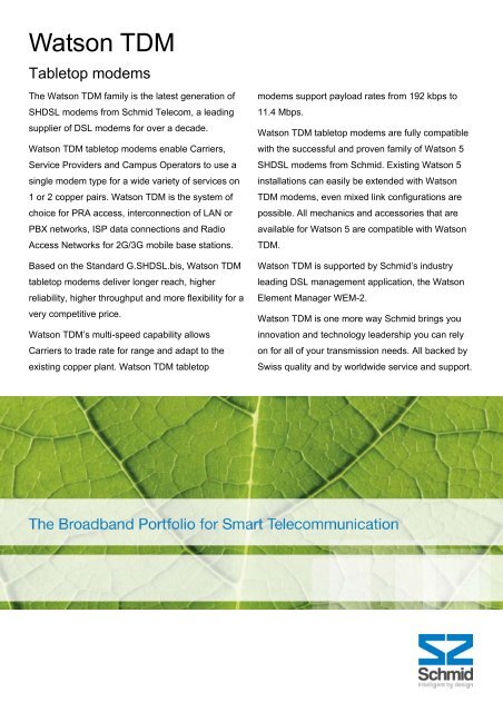 Watson TDM tabletop modems - Schmid Telecom