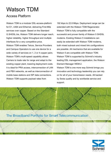 Watson TDM - Access Platform - Schmid Telecom