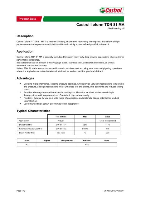 Castrol Iloform TDN 81 MA