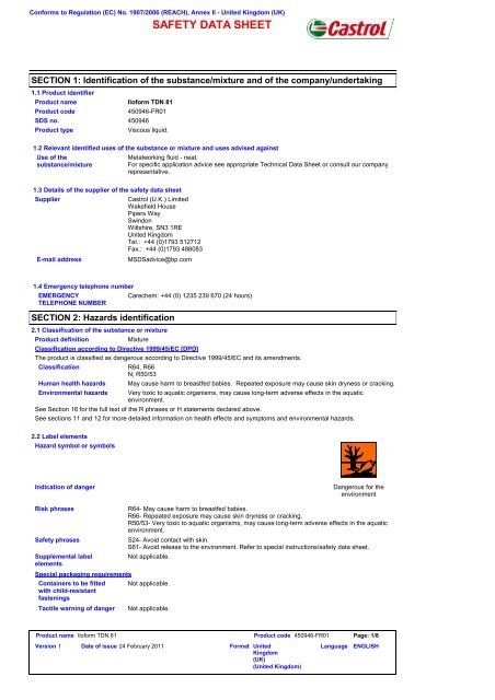 Castrol Motor Oil Safety Data Sheet Pdf - Infoupdate.org