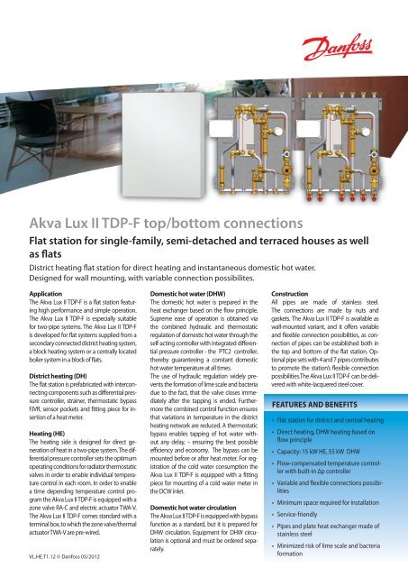 Akva Lux II TDP-F top/bottom connections Flat ... - Danfoss Randall