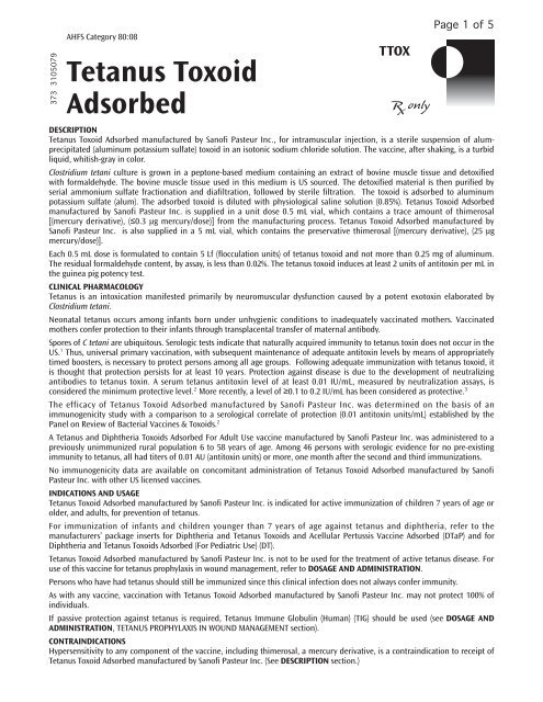 Tetanus Toxoid Adsorbed - VaccineShoppe.com