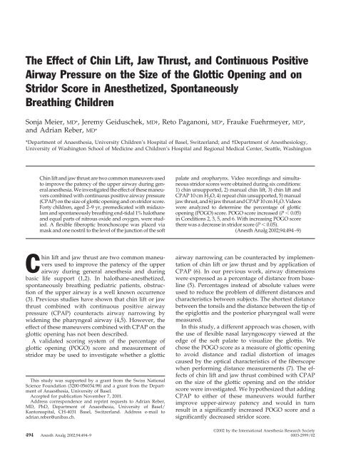 The Effect of Chin Lift, Jaw Thrust, and Continuous Positive Airway ...