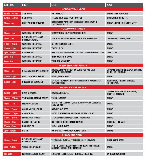 At A Glance Enterprise Week 2022 Timetable