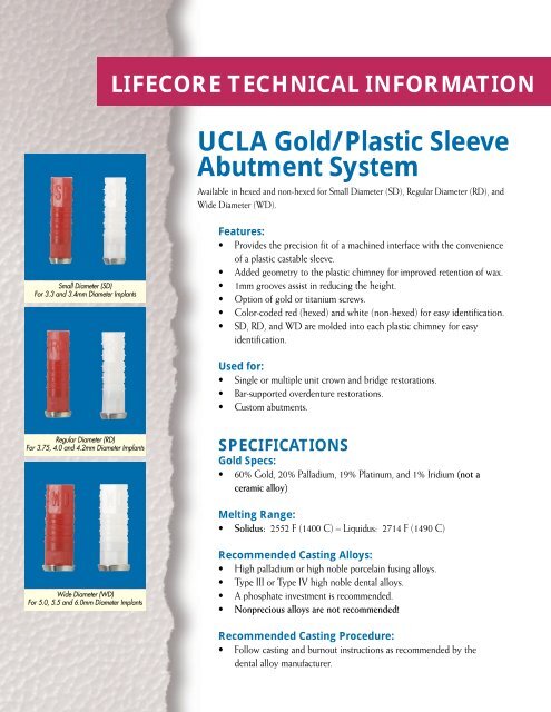 UCLA Gold/Plastic Sleeve Abutment System - Udell dental laboratory