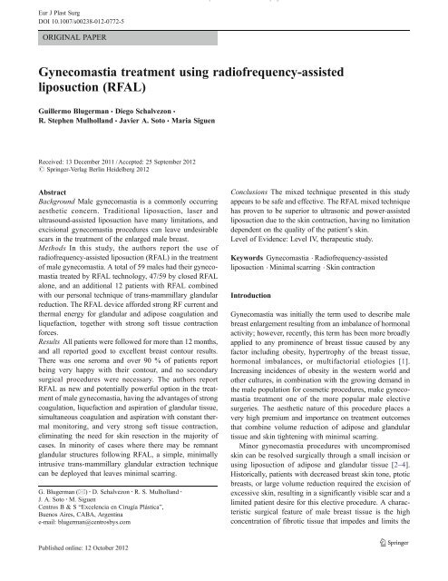 Gynecomastia treatment using radiofrequency-assisted ... - Invasix