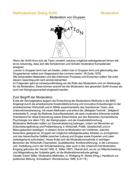 Methodenkiste Dialog SoWi Moderation