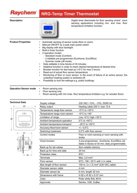 NRG-Temp Timer Thermostat - Tyco Thermal Controls