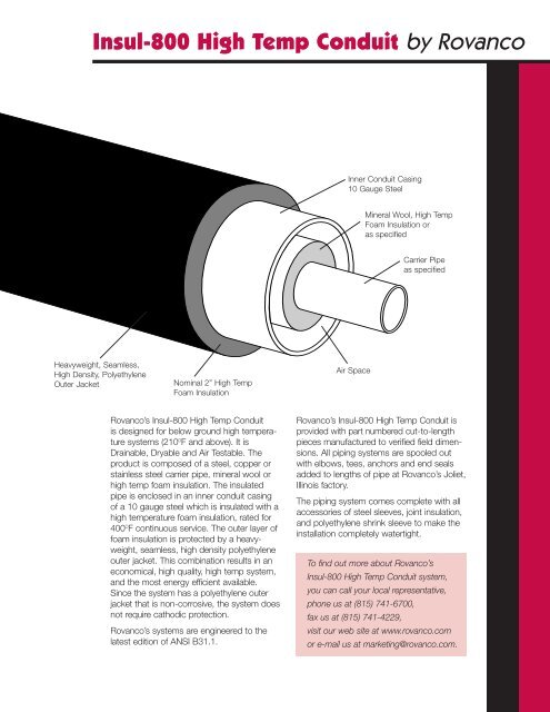 Insul-800 High Temp Conduit by Rovanco - Rovanco Piping Systems