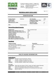 MATERIAL SAFETY DATA SHEET - Tergo Industries Ltd