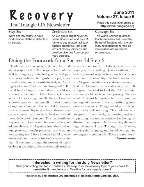 Recovery - Triangle Intergroup of Overeaters Anonymous