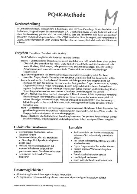 (PQ4R-Methode) und Bewertungsbogen