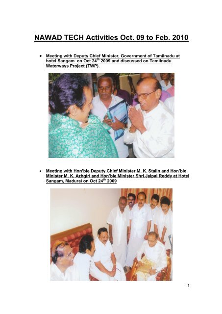 NAWAD TECH Activities Oct. 09 to Feb. 2010 - National Waterways