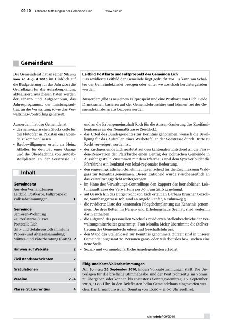 Gemeinderat Inhalt - Eich