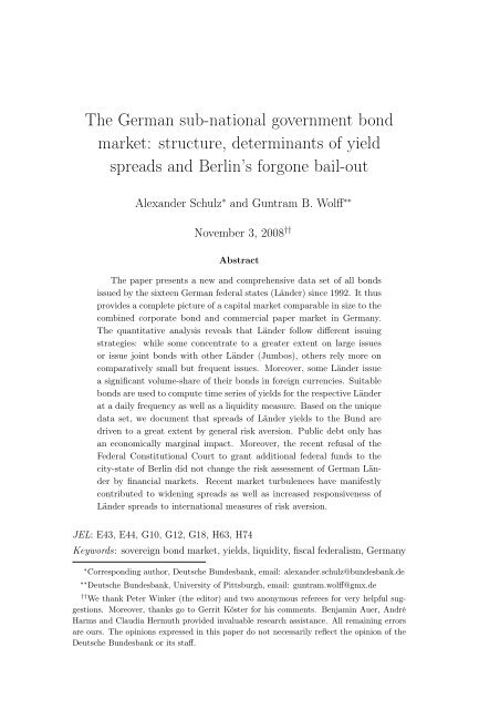 The German sub-national government bond market ... - Guntram Wolff