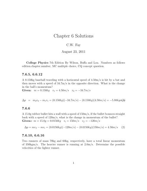 Chapter 6 Solutions