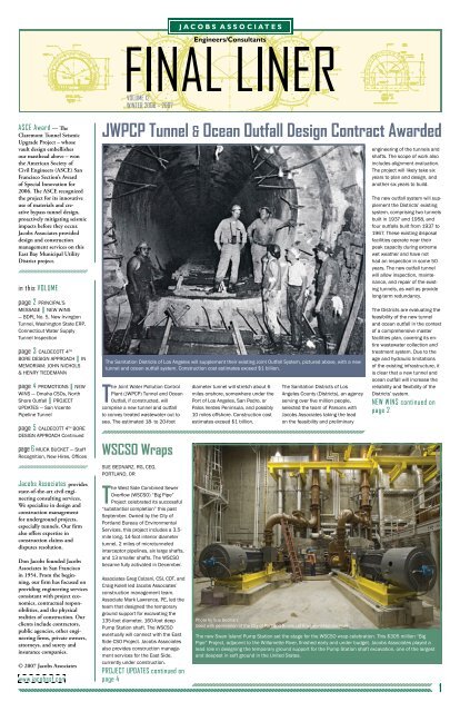 JWPCP Tunnel & Ocean Outfall Design Contract Awarded - Jacobs ...