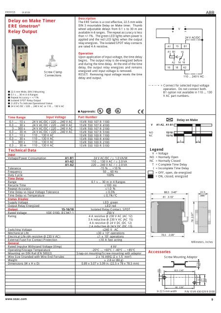 Delay on Make Timer ERE timetron® Relay Output Delay on Make Timer ERE timetron® Relay Output