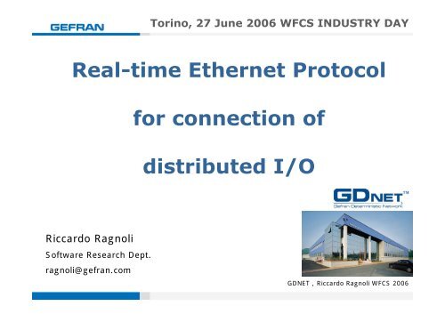 Real Time Ethernet Protocol For Connection Of Distributed Io