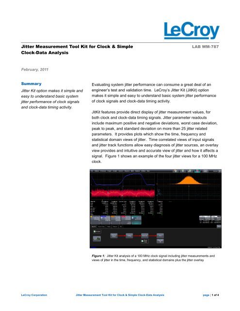 Jitter Measurement Tool Kit for Clock & Simple Clock-Data ... - LeCroy
