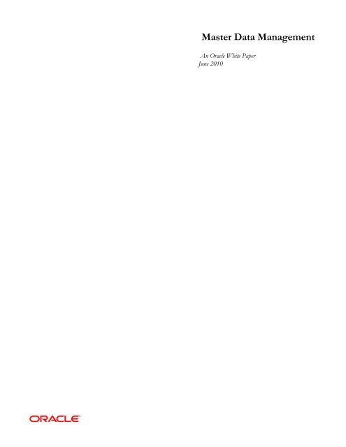 Master Data Management Oracle