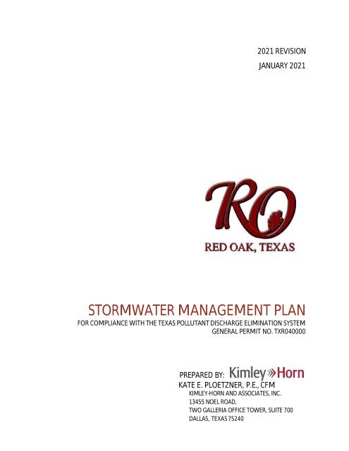 Red Oak Stormwater Management Plan - Mar 2022