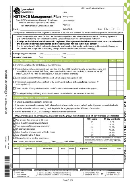 NSTEACS Management Plan - Queensland Health