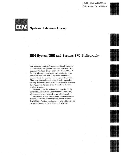 IBM System/360 and System/370 Bibliography
