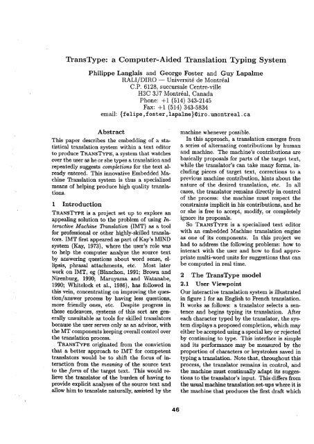 TransType: a Computer-Aided Translation Typing System