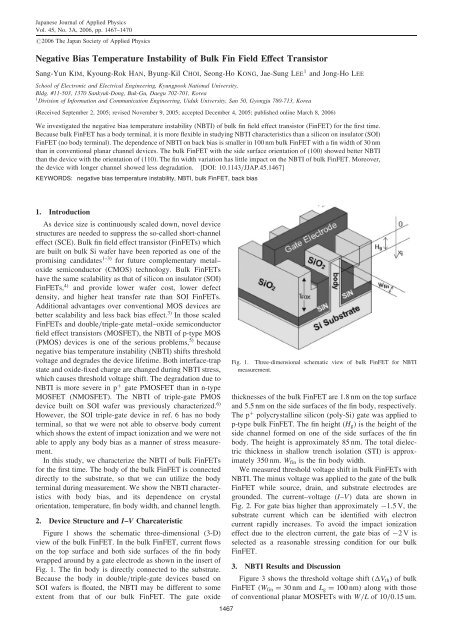 Negative Bias Temperature Instability of Bulk Fin Field Effect Transistor