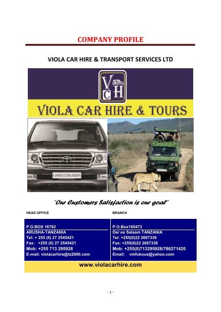 company profile - VIOLA CAR HIRE AND TRANSPORT SERVICE LTD