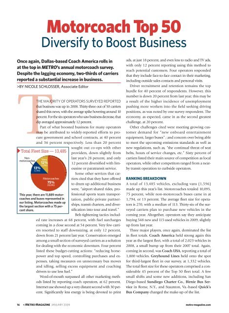 Top 50 Motorcoach Operators - METRO Magazine