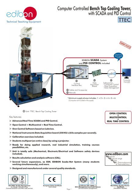 TTEC Computer Controlled Bench Top Cooling Tower, with ... - Edibon