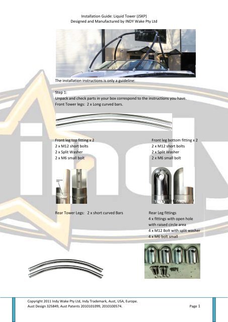 Installation Guide: Liquid Tower (JSKP) - Indy Wakeboard Towers