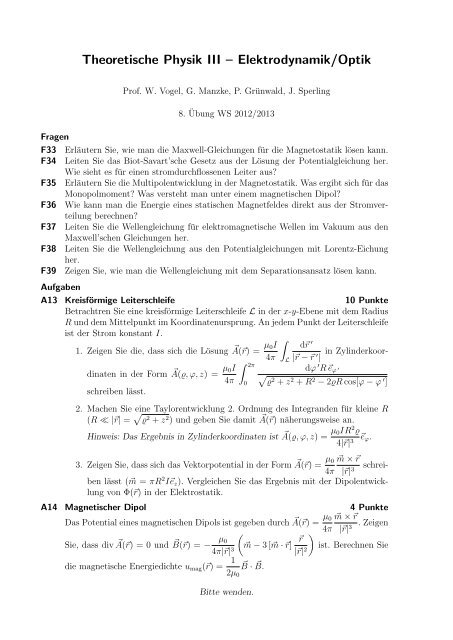 Theoretische Physik III – Elektrodynamik/Optik