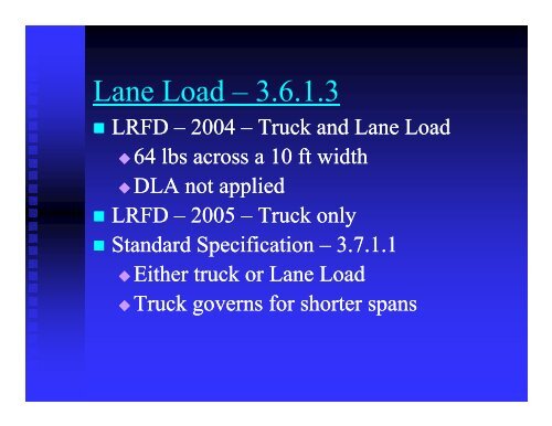 Lane Load – 3.6.1.3