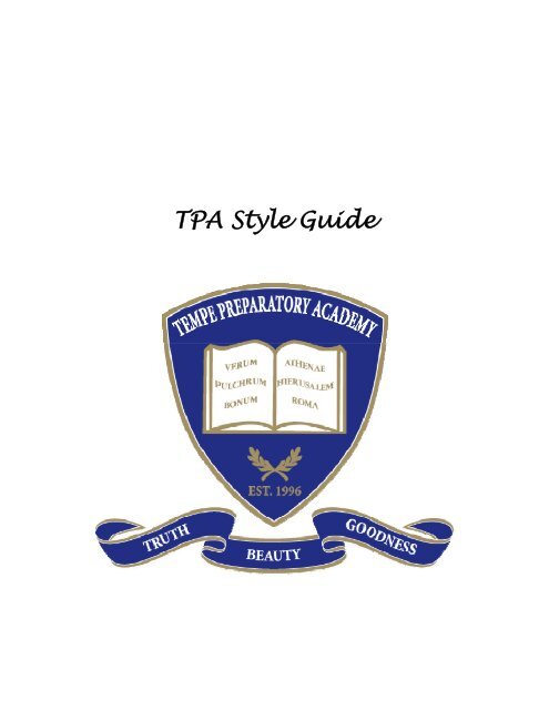 TPA Style Guide - Tempe Preparatory Academy