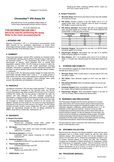 Chromolize™ tPA Assay Kit - Diapharma