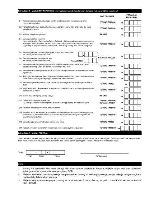 BAHAGIAN D : MAKLUMAT POT
