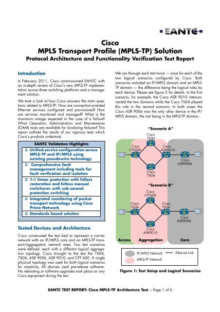 Cisco MPLS Transport Profile (MPLS-TP) Solution - eantc