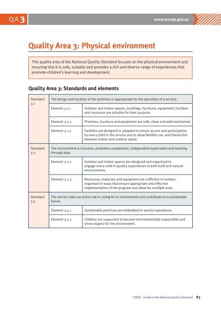 Quality Area 3: Physical environment - ACECQA