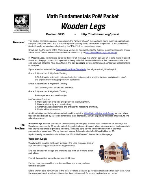 Wooden Legs - The Math Forum