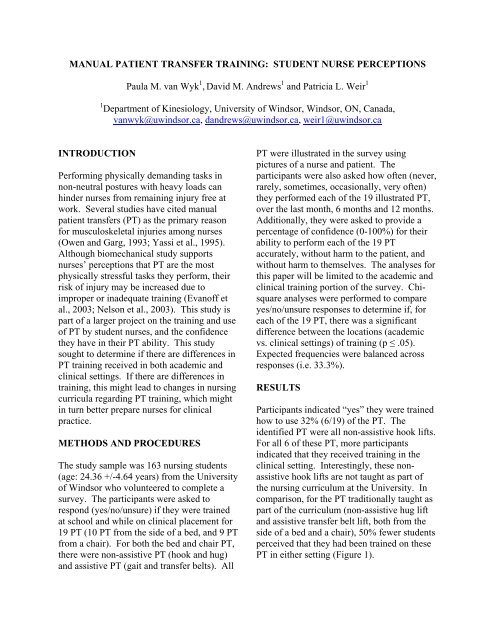 Manual Patient Transfer Training - American Society of Biomechanics