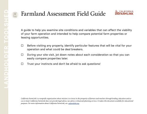 Farmland Assessment Worksheet 2020 Updates